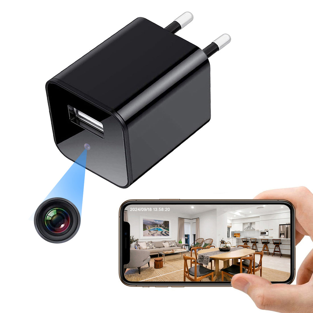 Eye4Spy Hidden Spy Camera USB Charger 1080P HD Smart WiFi Mini Camera