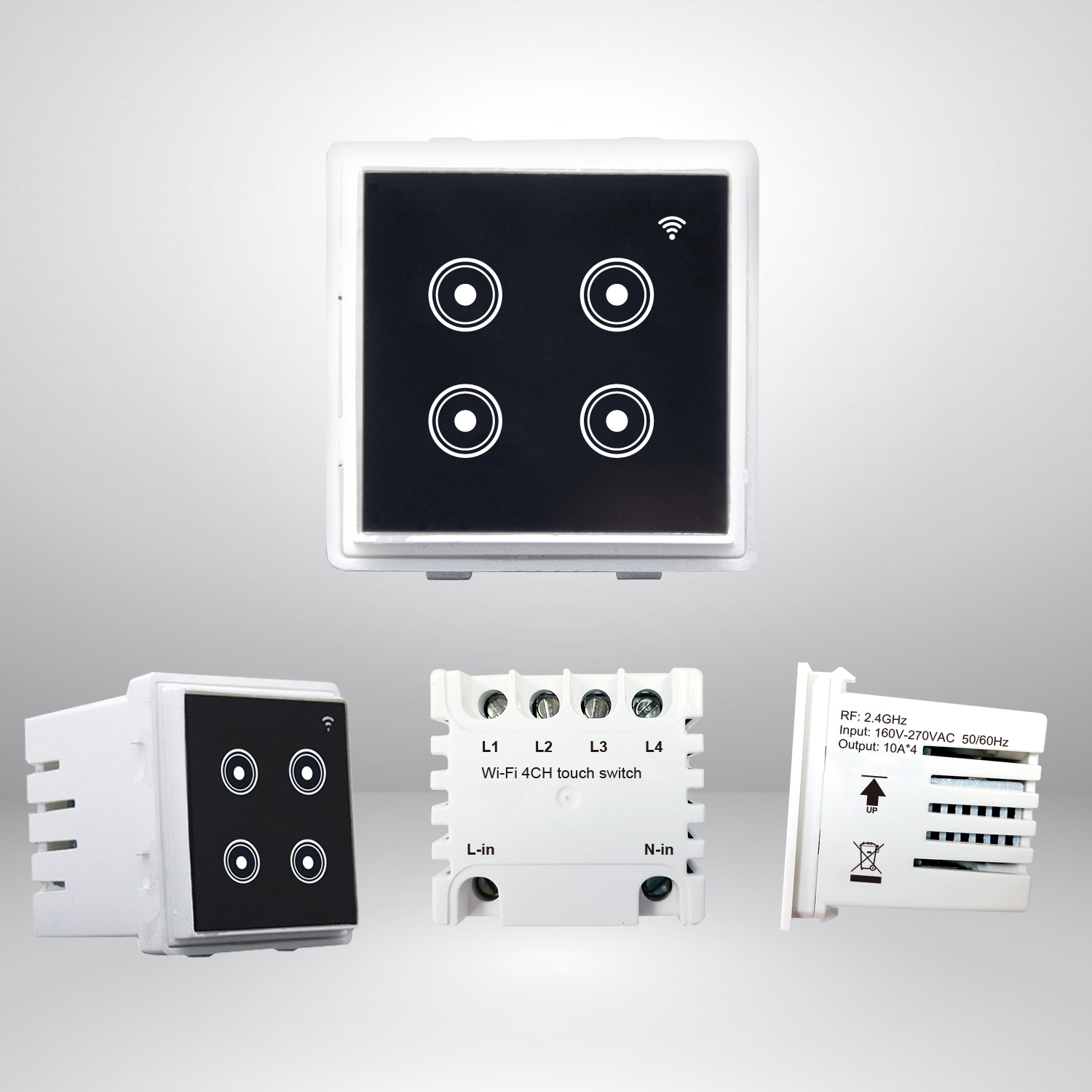 IFITech WiFi Smart Touch Switch 4 Gang with Alexa, Google Home Support