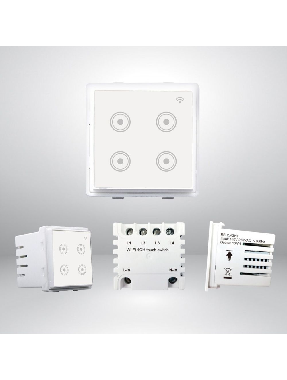 IFITech WiFi Smart Touch Switch 4 Gang with Alexa, Google Home Support